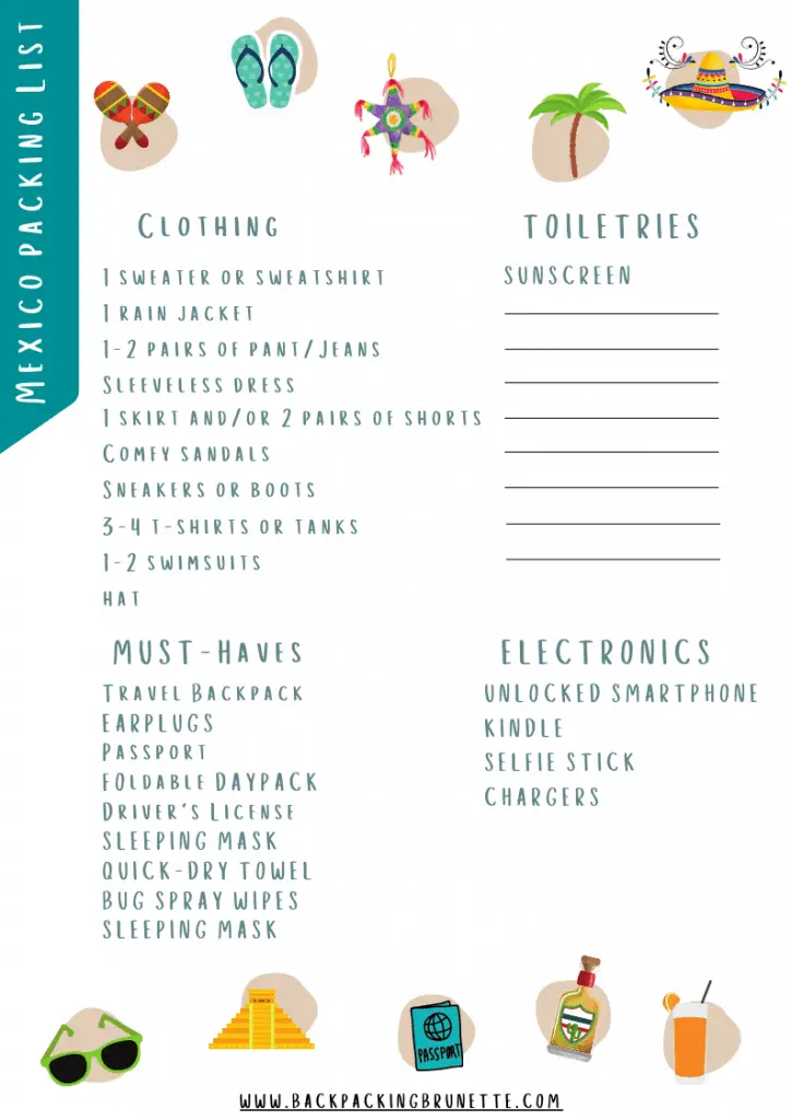 PRINTABLE MEXICO PACKING LIST (1) - Backpacking Brunette